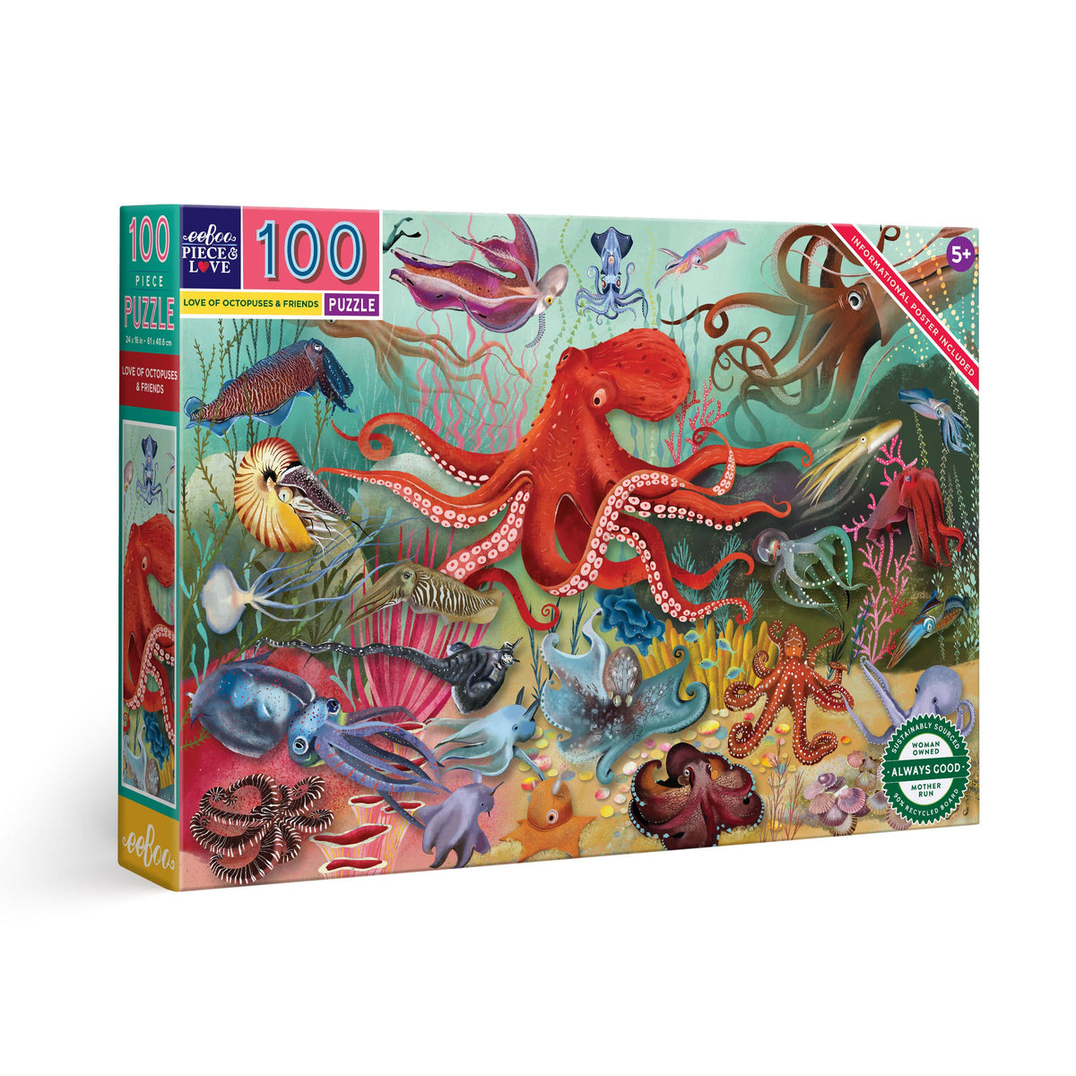 Love of Octopuses & Friends 100 Piece Puzzle – Chicory Naturalist